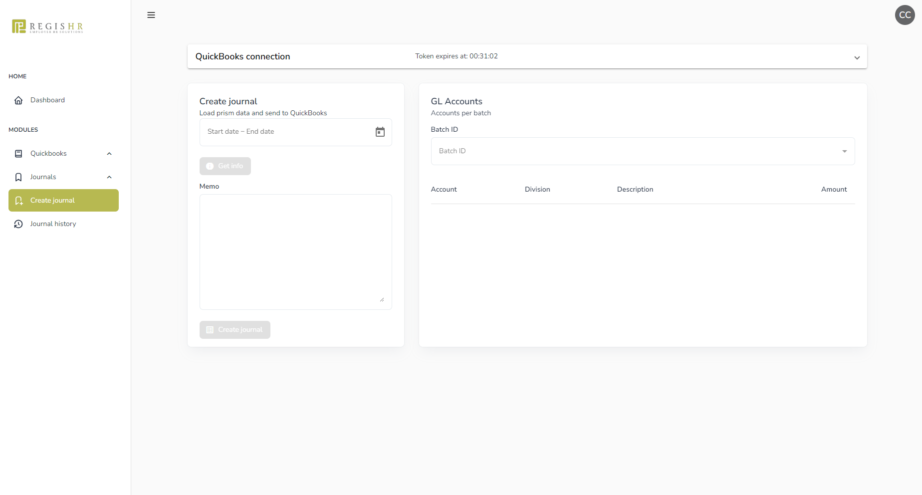Connect Regis HR with QuickBooks Online | Intuit